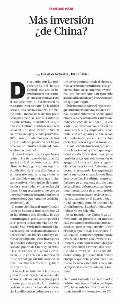 Clapes UC | Más inversión ¿de China?