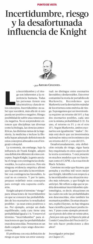 Clapes UC | Incertidumbre, riesgo y la desafortunada influencia de Knight